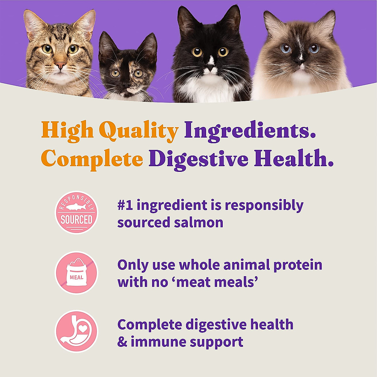 Halo Holistic Kitten Food Dry , Grain Free Wild - caught Salmon and Whitefish Recipe, Complete Digestive Health , Dry Cat Food Bag , Kitten Formula, 6-lb Bag