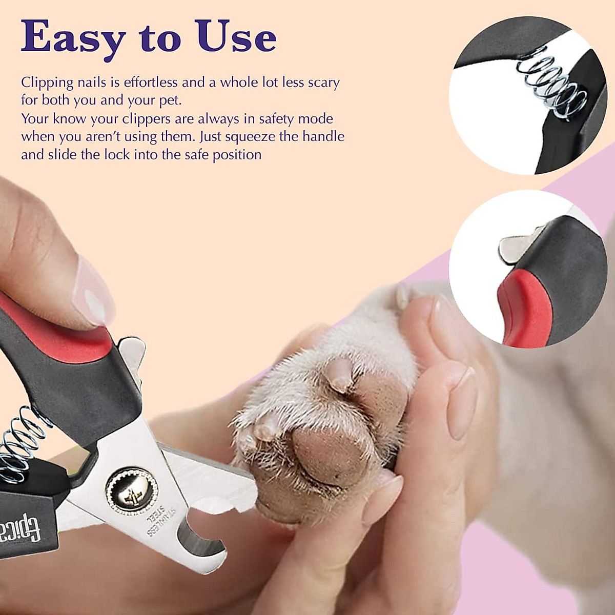 Epica Professional Dog Nail Clipper | Dog Nail Clippers for Large Dogs | Easy and Safe Dog Grooming Clippers |Heavy Duty Cat Nail Clipper with Safety Guard (Large)