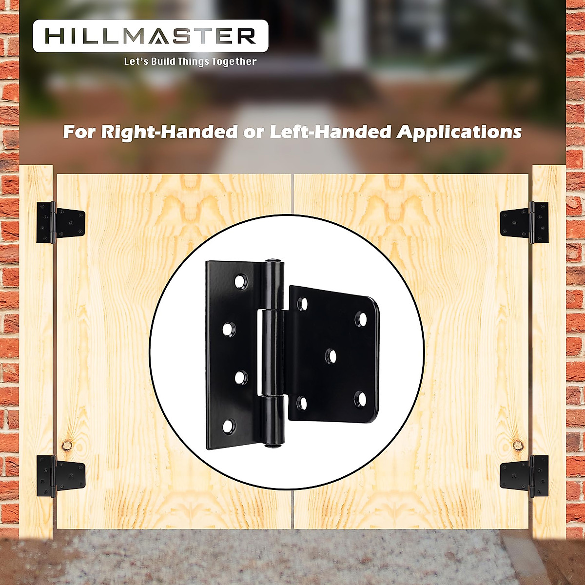 HILLMASTER 3.5 Inch Heavy Duty Gate Hinges Fence Door Hinges Durable Black Gate Strap Hinge for Indoor Outdoor, Gate Hardware Kit for Shed,Wooden Fences,Vinyl Fence Gate,Barn Door,Garage,2 Pack