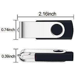 32GB USB Flash Drive, SRVR 5 Pack USB 2.0 Flash Drive Metal Swivel USB Memory Stick with LED Indicator, Fold Storage Thumb Drives Jump Drive with Lanyards (5 Mixed Color)