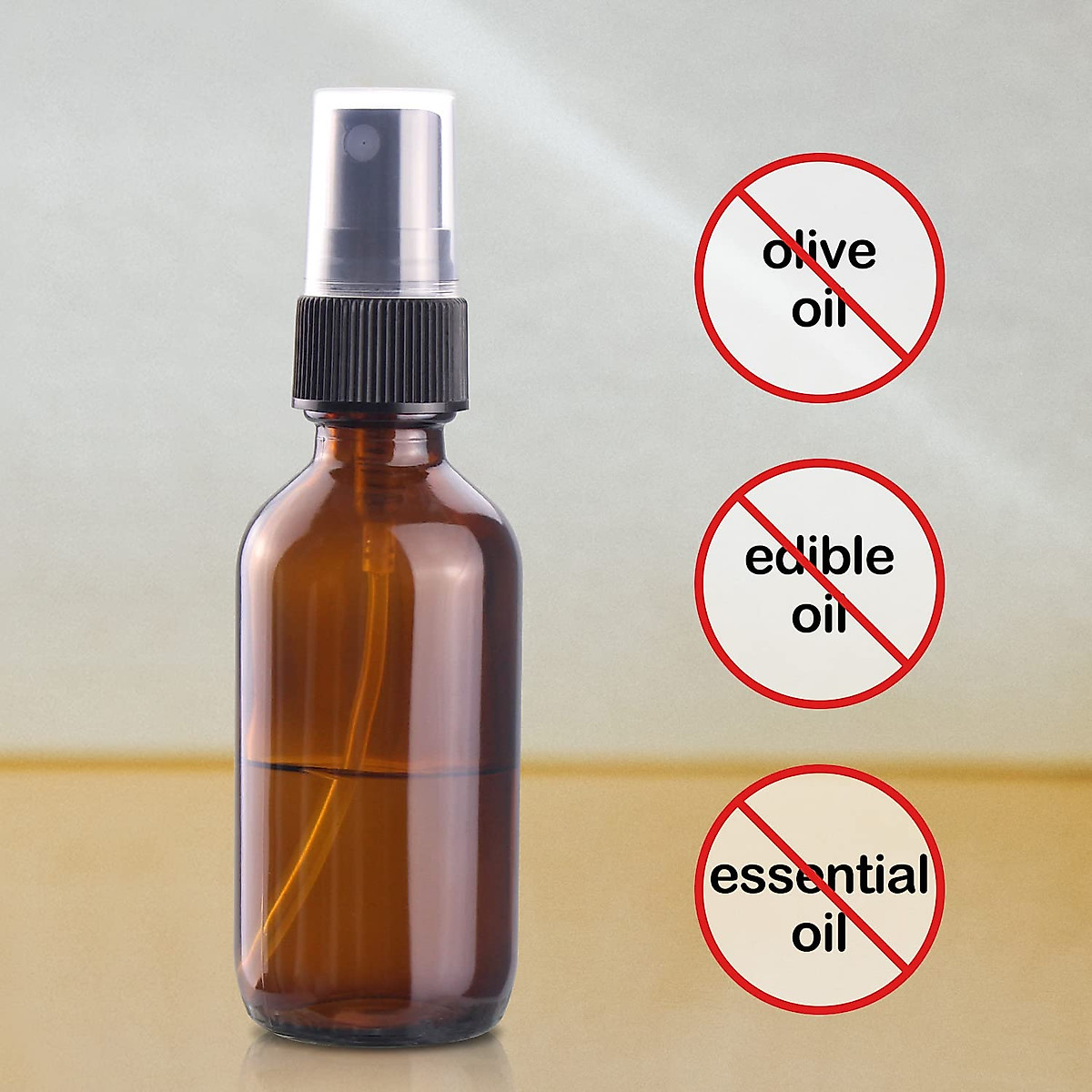 Wedama 2 oz Mini Glass Spray Bottles, Empty Small Spray Bottles with Funnel Dropper, Fine Mist for Hair, Travel, Plants, Cleaning Solutions and Skin Care (4 Pack Amber)