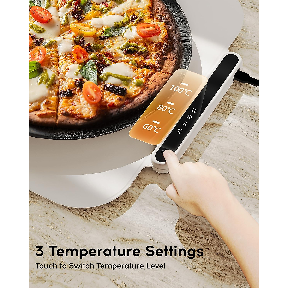 iTRUSOU Electric Warming Tray - Full Surface Heating,Rollable & Portable,Premium Silicone Nano-Material,3 Temperature Settings,Auto Shut-Off -Versatile Food Warmer for Pizza, Meals, and More