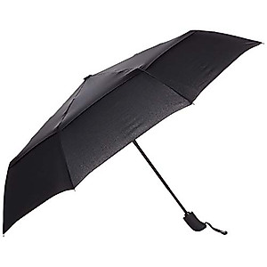 Amazon Basics Automatic Travel Small Compact Umbrella With Wind Vent, Black, One Size