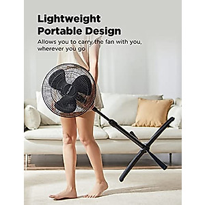 PELONIS Fan Portable 16 Inch Pedestal Fan| 3-Speed| 90° Oscillation| Adjustable Height| Standing Floor Fan for living room, bedroom, kitchen, and home office| Black, PFS40M2ABB