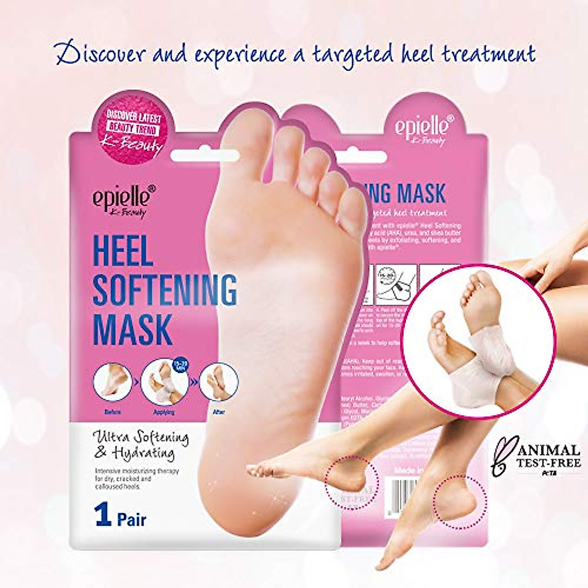 Epielle Foot Pedi Mask (Heel Softening Mask 2pk) Moisturizing Socks Heel Therapy for dry, cracked and callous rough heels | Foot Spa, Self Foot Care, Summer Foot | Ultra Softening & Hydrating. STOCKING STUFFERS!!