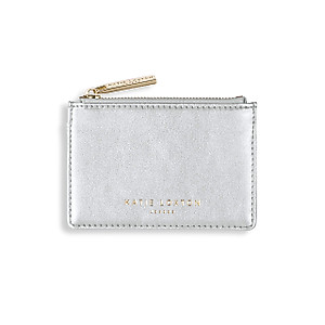 KATIE LOXTON Alexa Shimmer on Metallic Silver Womens Small Vegan Leather Zippered Card Holder Wallet