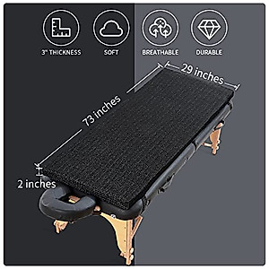 HOMBYS Memory Foam Lash Bed Topper with Removable Cover, Black Massage Table Mattress Topper with Elastic Bands, Non-Slip Lash Bed Cushion Only (Bed Not Included)