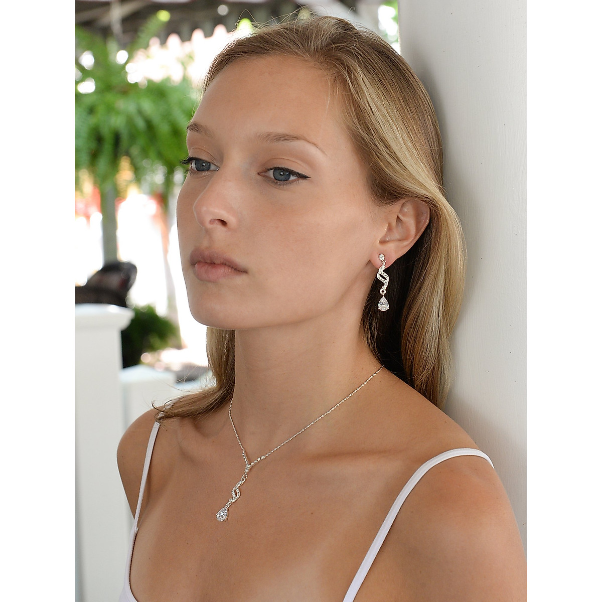 Mariell Cubic Zirconia Prom Jewelry Set, Necklace & Earrings Set for Brides, Bridesmaids, Wedding Jewelry