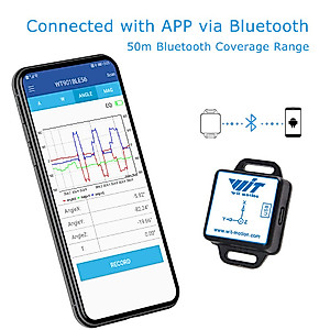 [Bluetooth 5.0 Accelerometer+Inclinometer] WT901BLECL MPU9250 High-Precision 9-axis Gyroscope+Angle(XY 0.2° Accuracy)+Magnetometer Compass with Kalman Filter, Low-Power 3-axis AHRS IMU Tilt Sensor