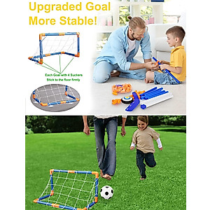 3 in1 Hover Soccer Hockey Balls for Kids, Hover Toys Set with 2 Goals USB Rechargeable LED Light Floating Ball Indoor Outdoor Sports Games, Ideal Gifts for 6-12 Boys Girls Blue