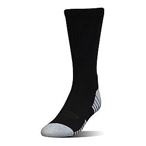 Under Armour Youth Heatgear Tech Crew Socks, 3-Pairs, Black, X-Small