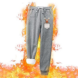 High Waisted Sweatpants for Women,High Waisted Sweatpants for Women Xmas Reindeer Print Drawstring Workout Active Joggers Straight Leg Casual Lounge Bottoms Santa Claus Print Grey XL