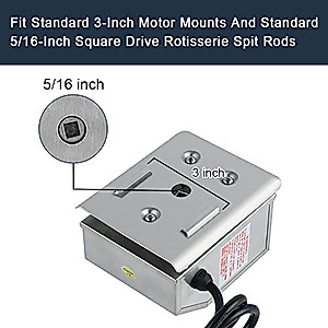 Apromise Rotisserie Motor - Stainless Steel Rotisserie Spit Motor 6W 110 Volts with Waterproof On/Off Switch | Powerful Rotisserie Motor Hold Up to 50 Pounds Capacity - Silver