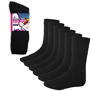 Debra Weitzner 6 Pairs Merino Wool Thermal Socks Men and Women Warm Cushioned Hiking Crew Socks for Hunting Winter Etc Long Survival Boot Socks Moisture Wicking Black 9-11