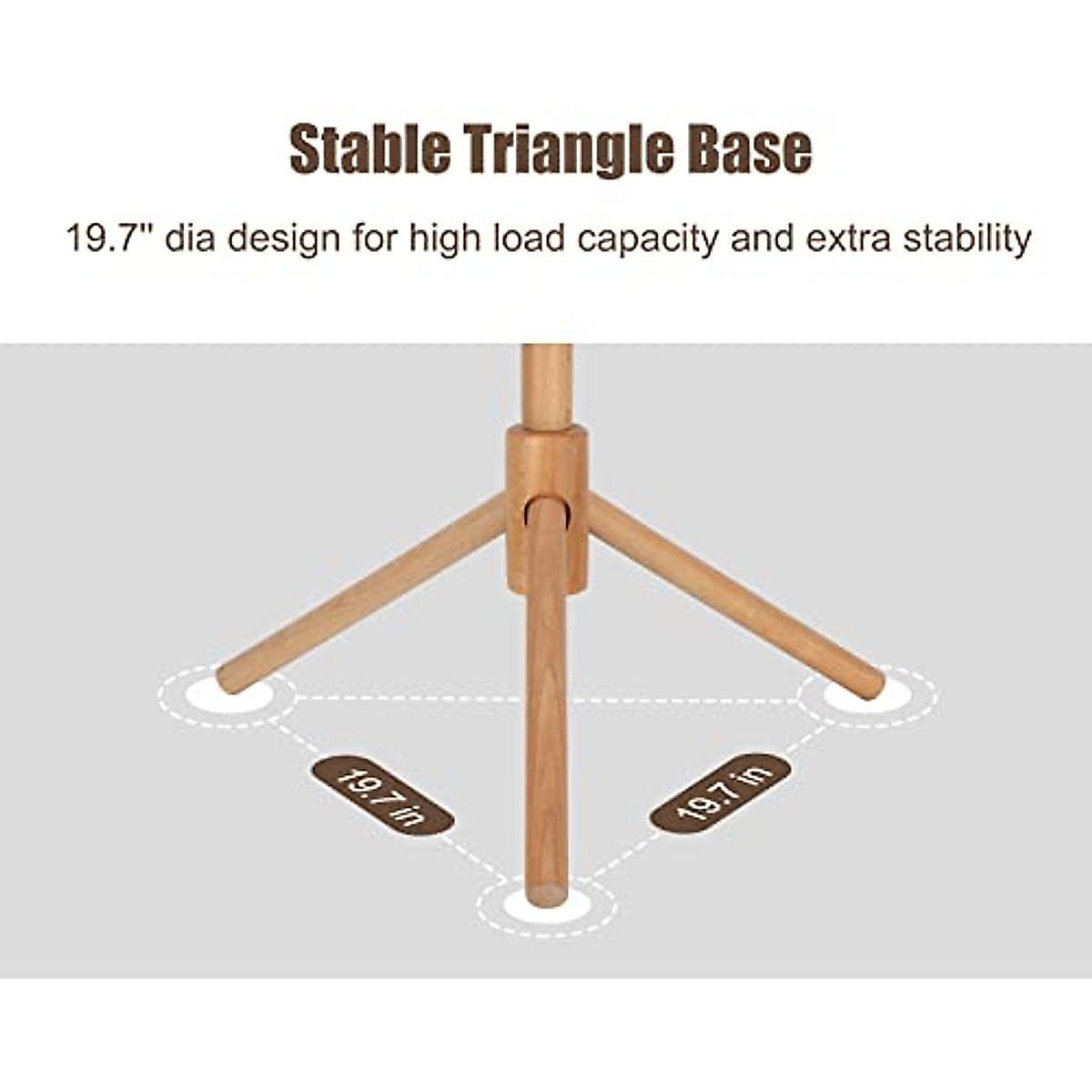 EuroBird Sturdy Wooden Coat Rack Freestanding - Adjustable Coat Rack Stand with 4 Sections & 8 Hooks, Easy Assembly Coat Tree for Coats, Hats, Purse, Entryway, Hallway, Bedroom, Office, etc