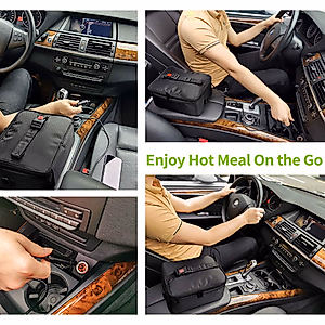 ROTTOGOON Portable Oven, 12V Car Food Warmer Portable Personal Mini Oven Electric Heated Lunch Box for Meals Reheating & Raw Food Cooking for Road Trip/Camping/Picnic/Family Gathering(Black)