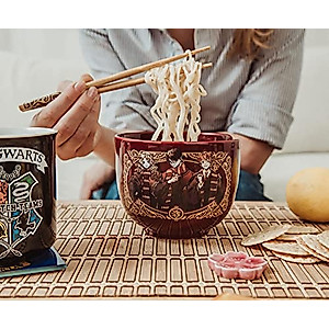 Harry Potter Anime Trio Japanese Ceramic Dinnerware Set | Includes 20-Ounce Ramen Noodle Bowl and Wooden Chopsticks | Asian Food Dish Set For Home & Kitchen | Wizarding World Hogwarts Gifts