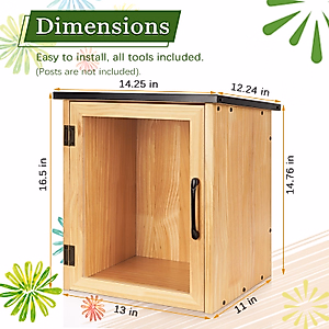 Exttlliy Outdoor Library Outdoor Book Box Storage Small Wooden Cabinet Little Literature Box for Neighborhoods Community and Schools Sharing Books, Flyers, Newspapers, Food and Art (A)