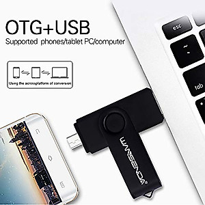 WANSENDA OTG Micro USB Flash Drive 16GB 32GB 64GB 128GB 256GB Dual USB Stick for Android Devices/PC/Tablet/Mac (64GB, Black)
