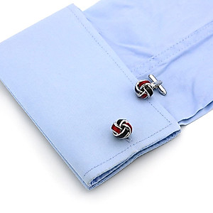iGame Fashion Knot Cuff Links Classic Red & Black Woven Ball Cufflinks with Gift Box