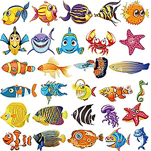 Ooopsiun Ocean Animals Temporary Tattoos for Kids - 12 Sheets Ocean Fish Birthday Party Decorations Supplies Favors for Boys Girls