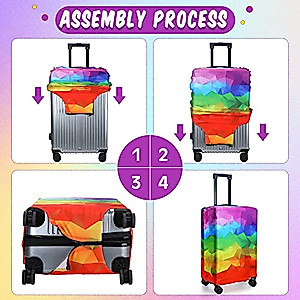 Sweetude 3 Pcs Travel Luggage Cover Washable Suitcase Protector Rhombus Geometry Suitcase Cover Luggage Protector Fits 18-28 Inch Luggage, 3 Sizes (Geometric Style)