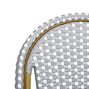 Safavieh PAT4019B Collection Gresley Grey and White Indoor/Outdoor Stacking French Bistro Counter Stool