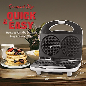 SugarWhisk Double Mini Waffle Maker Machine, Chaffle Maker, Waflera Electrica, Small Waffle Iron for Waffles, Keto Chaffles, Hash Browns, Cookies, 4 Inch