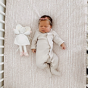 Ely's & Co. Patent Pending Waterproof Pack N Play/Mini Portable Crib Sheet with Mattress Pad Cover Protection I Mauve Pink Stripes and Splash by Ely's & Co.