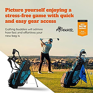 Frogger Function Hybrid Golf Bag for Men and Women with Stand, Blue/Black - Ultra Lightweight Golf Bag with 7 Spacious Pockets, 2 Integrated Latch-it Receivers and Ergonomic Dual Shoulder Straps