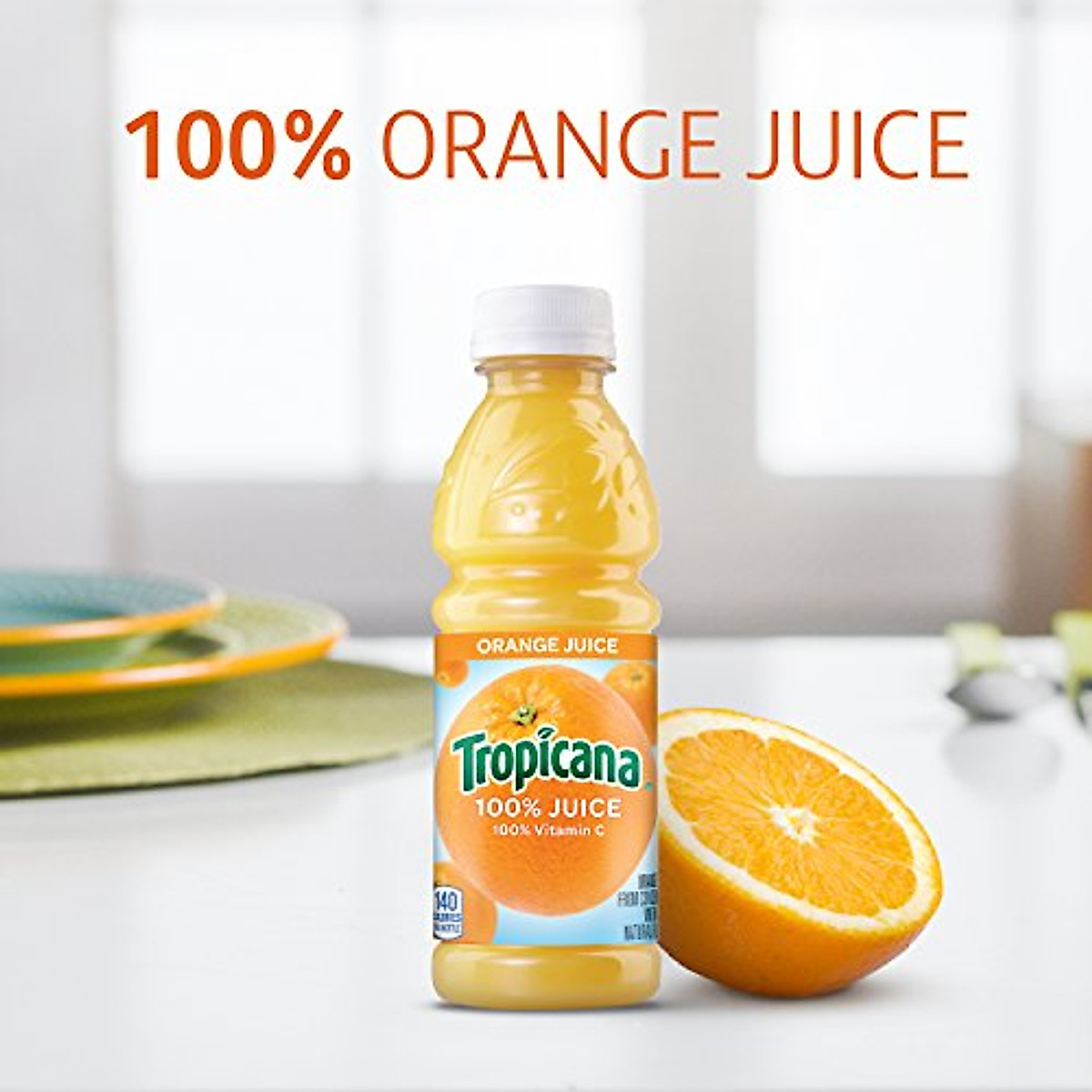Tropicana 100% Orange Juice, 15.2 fl oz (Pack of 12) - Real Fruit Juices, Vitamin C Rich, No Added Sugars, No Artificial Flavors