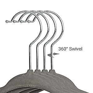 MangoKit 15 Pack Baby Velvet Clothes Hanger,Ultra-Thin Space-Saving Nursery Hangers,Non-Slip Toddler Hangers with Swivel Hook,Notched Shoulder Design(Grey)