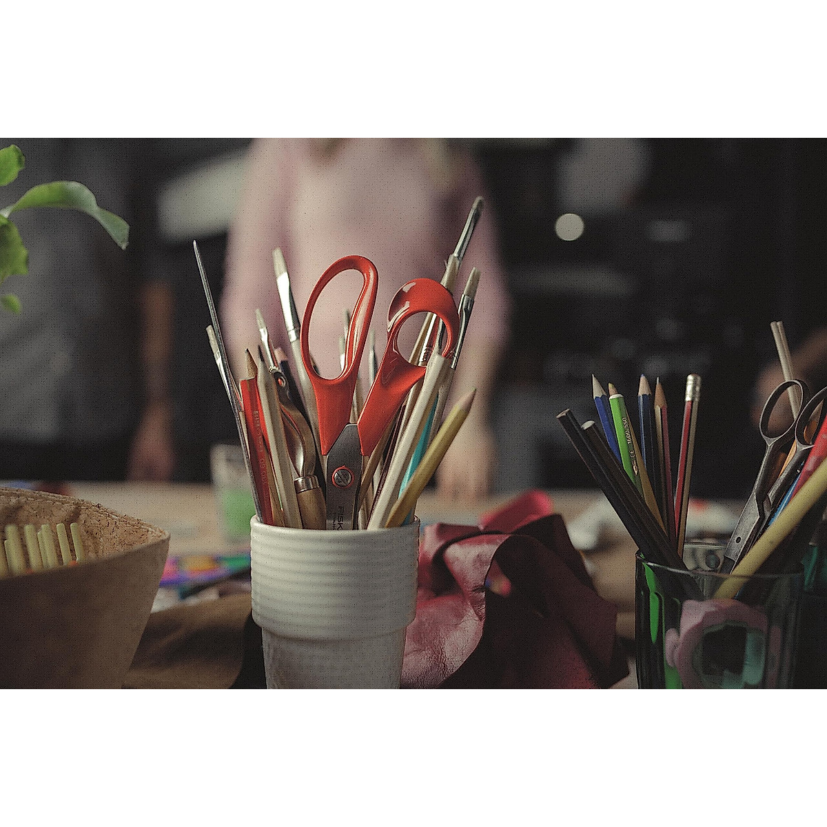 Fiskars 6411501985019 Left-Handed General Purpose, Scissors Length: 21 cm, Quality Steel/Synthetic Material, Classic, one, Red