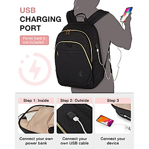 BAGSMART Laptop Backpack for Women Travel Backpack 15.6 Inch Computer Back Pack with USB Charging Port School Bookbag for College Work Business, Black