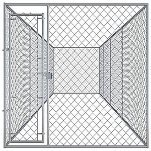 vidaXL Outdoor Dog Kennel Versatile Lockable Mesh Sidewalls Patio Garden Terrace Balcony Backyard Pet Cage 299.2"x75.6"x72.8" Galvanized Steel