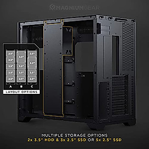 MagniumGear (MG-NE620Q_DBK02) NEO Qube 2, Dual Chamber ATX Mid-Tower, Digital-RGB Lighting, Front I/O USB Type C, Tempered Glass Panels, Black