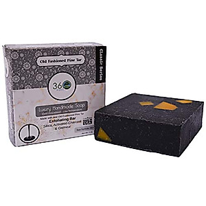 360Feel Old fashioned Pine Tar Soap exfoliant Handmade Man Soap - Made with real Tar and honey, Masculine fragrance