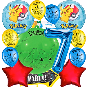 Anagram Pikachu Foil Balloon Bouquet Set | Intended for Pokemon Pokeball Theme Party Accesory Multicolor 7th Birthday, AN-29460,AN-36332