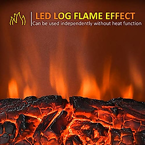 HOMCOM 22" Electric Fireplace Stove, Freestanding Fireplace Heater with Realistic LED Flame, Adjustable Temperature, Overheat Protection, 750W/1500W, White