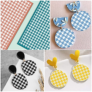 BABORUI Silk Screen Stencils for Polymer Clay, 3Pcs Reusable Silk Screen Stencils with 2Pcs Clay Scraper for Polymer Clay Cutters Clay Earring Jewelry Making Kit