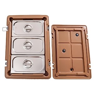 Insulated Food Pan Carrier, Hot Box Food Warmer Cooler, 30L Side Handles and Buckles Stainless Steel Pans Food Transporter for Catering Restaurant Canteen Family Party
