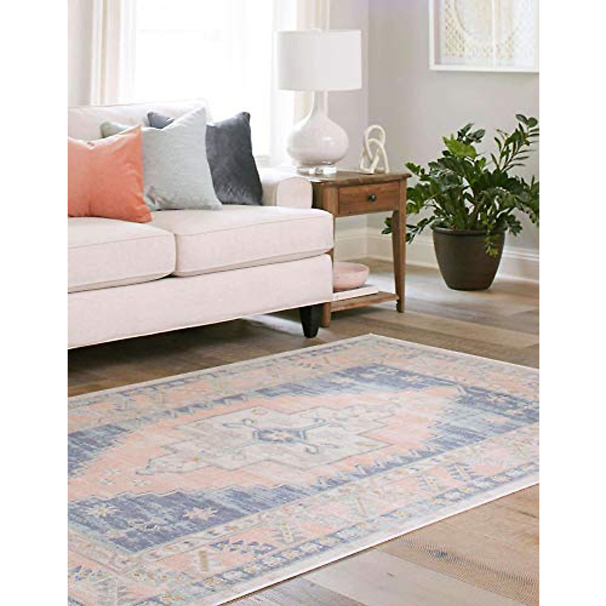 Unique Loom Whitney Collection Area Rug - Geneva (7' 10" x 10' Rectangle, French Blue/ Beige)