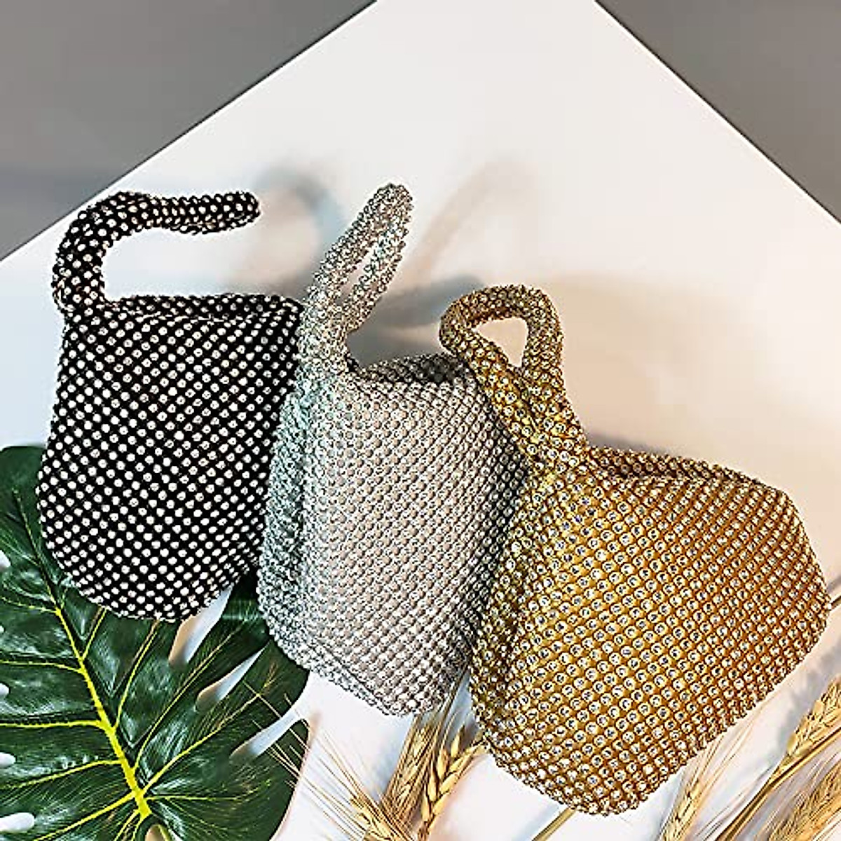 MariaKinz Women's Rhinestone Mash Wristlet Pouch (Silver)