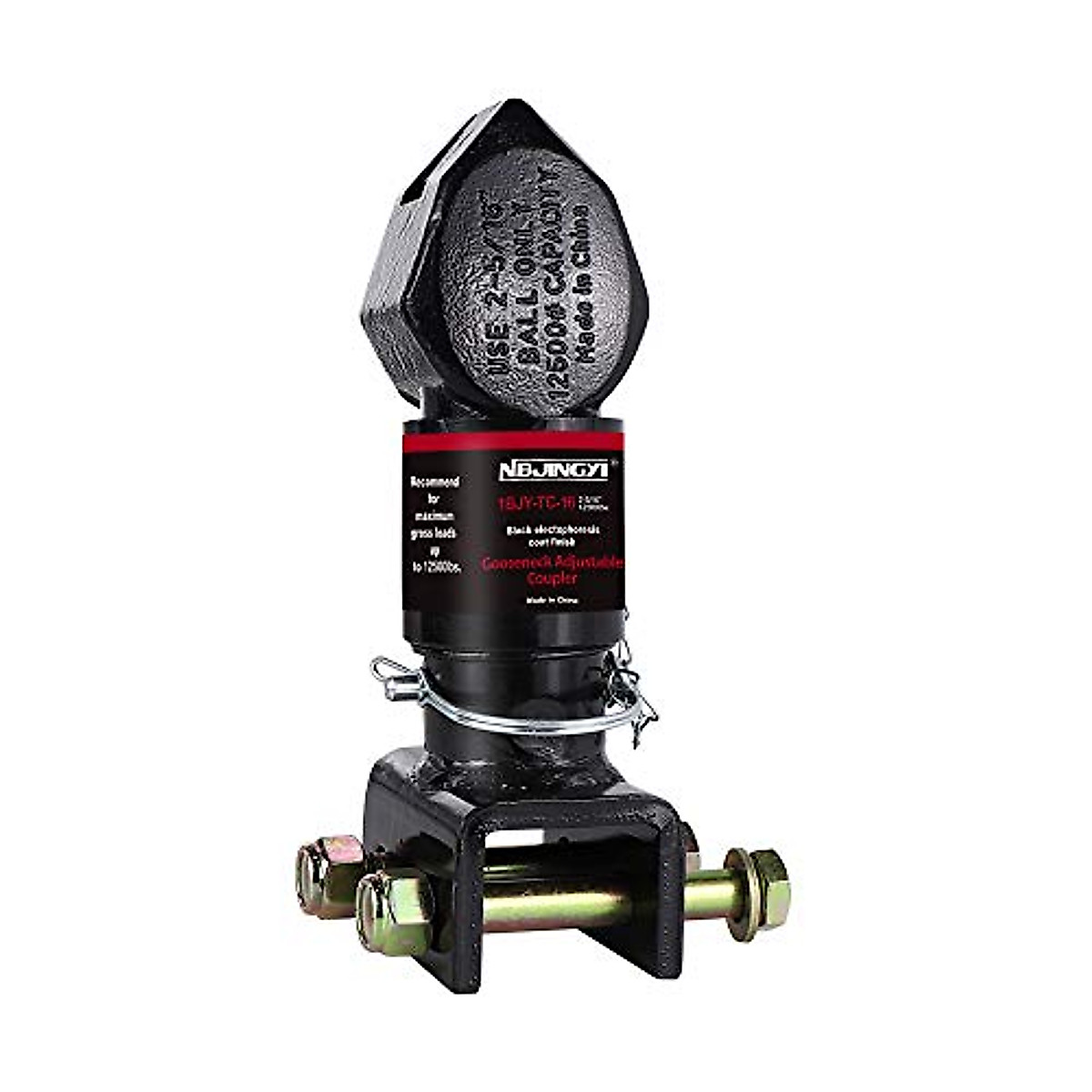 Trailer Adjustable Coupler 2-5/16 in,12500LBS Capacity,Black Powder Coat,Adjustable Channel-Mount Coupler