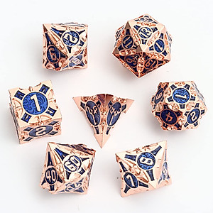 Polyhedral Metal Dice Set,7Pcs Dices D4 D6 D8 D10 D12 D20 Sets,for Board Game,Dungeons and Dragons,DND,Role Playing Games (A02)
