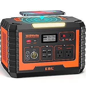 EBL Portable Power Station Voyager 1000, 110V/1000W Solar Generator (Surge 2000W), 999Wh/270000mAh High Lithium Battery for Outdoor Home Emergency