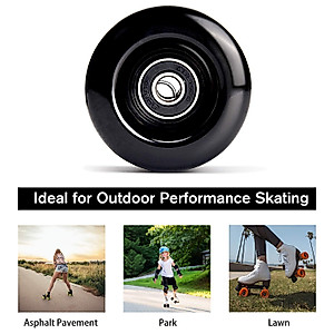 TOBWOLF 8 Pack 58mm x 32mm, 82A Outdoor Quad Roller Skating Wheels, PU Wear-Resistant Wheels Replacements Double-Row Roller Skates Accessories