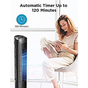 PELONIS 30 Inch Oscillating Tower Fan with 3 Speed Settings and Auto-off Timer, Standing Fan PFT28A2BBB, Black