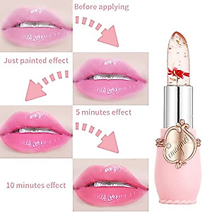 paminify 2pcs Jelly Clear Crystal Flower Magic Lipstick Color Changing Tinted Lip Balm Nourishing Moisturizing Lip Stick labial magicos