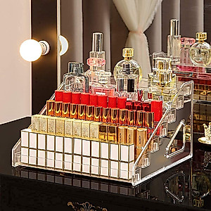 Makeup Organizer Nail polish Rack,Easy to Clean & Assemble,KTAB Acrylic Makeup Cosmetic Storage Display Case with Large Capacity 7-Layer No Need Screws,Nail Polish Organizer,Eyeshadow Palette Holder